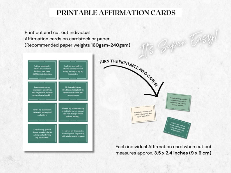 100 Personal Boundaries Affirmation Cards Printable - Boundary Setting ...