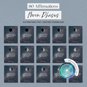 80 Moon Phases Affirmation Cards Printable - Lunar Cycle Affirmations ...