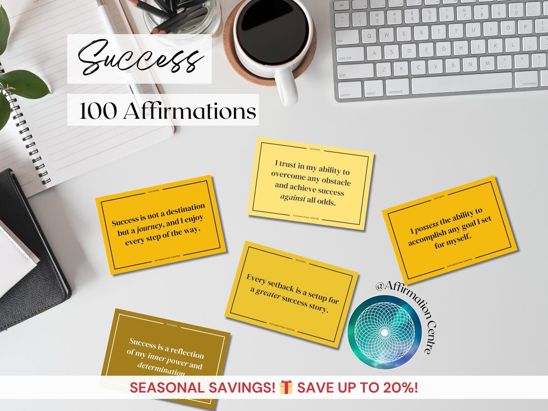 100 Success Digital Affirmation Cards Printable - Vision Board Quotes ...