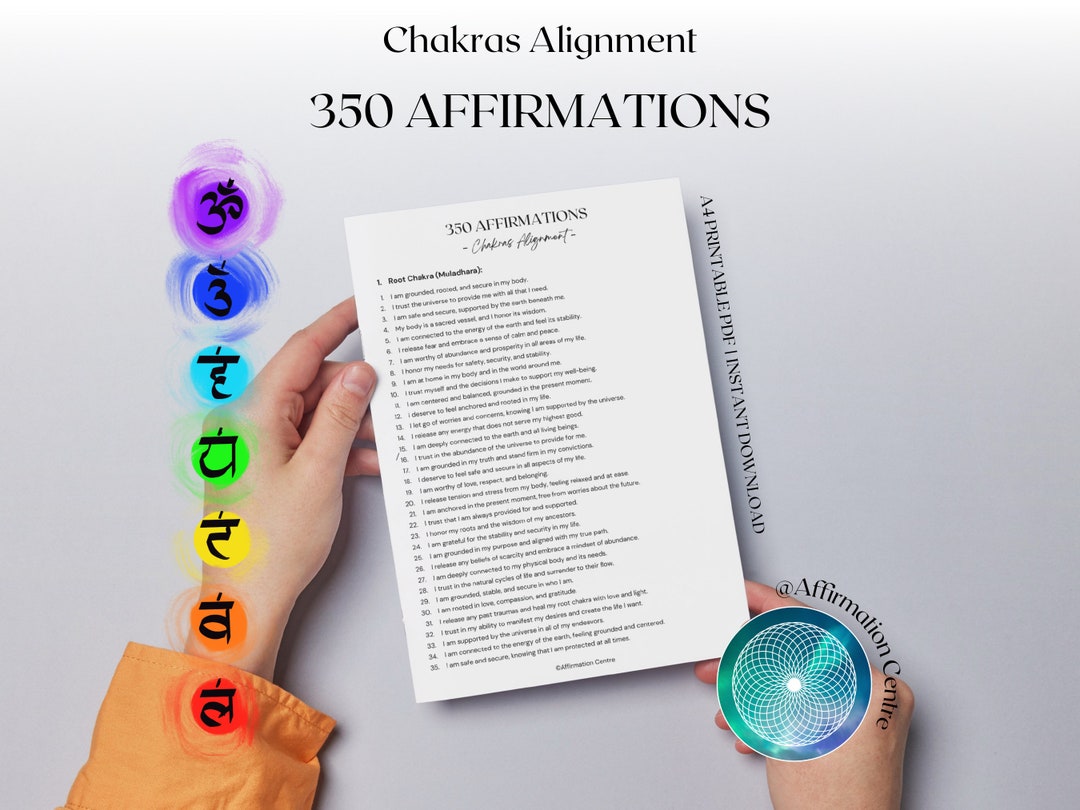 350 Chakras Alignment Affirmations List Chakra Balancing Instant Download chakra Healing ...