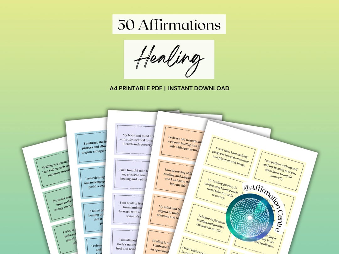 50 Healing Affirmation Cards Printable - Heal Past Wounds - Trauma ...