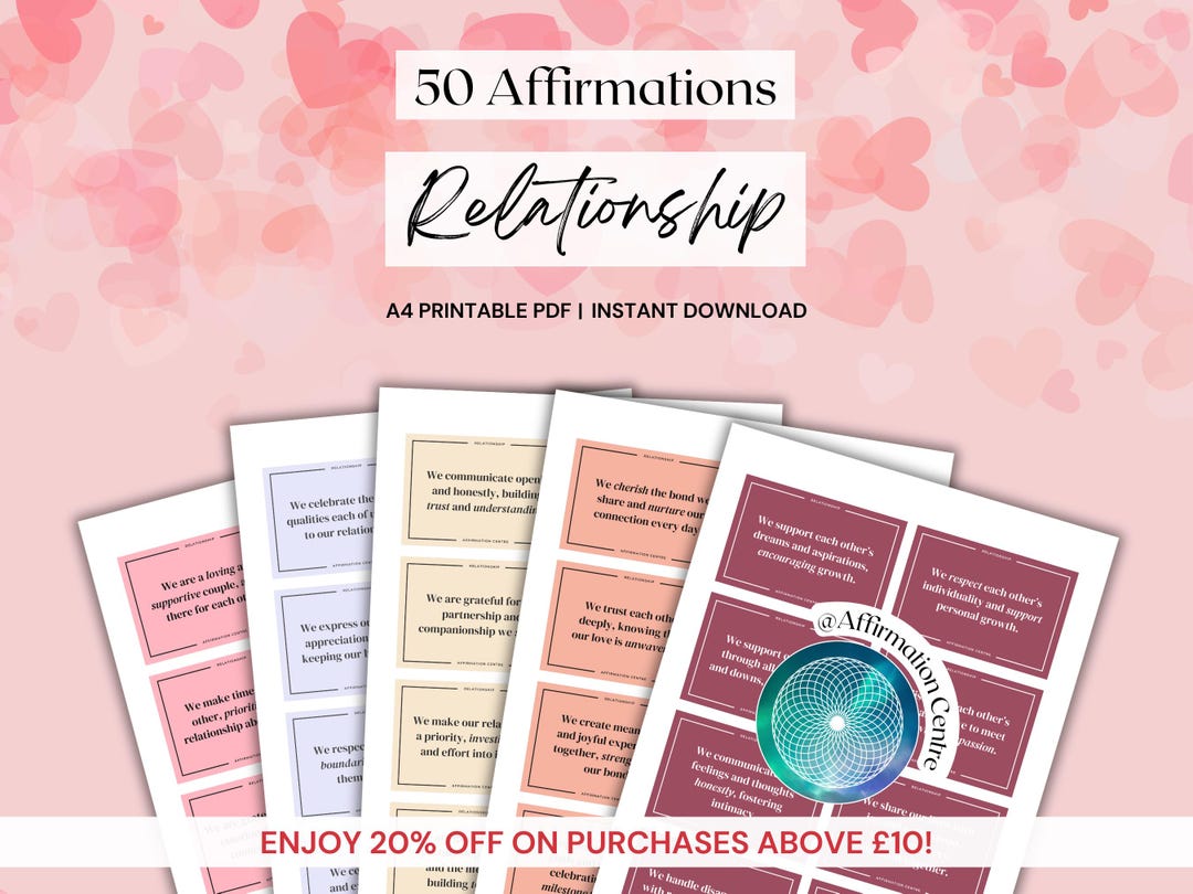 50 Couples Printable Affirmation Cards Valentines Day Gift Ideas Date ...