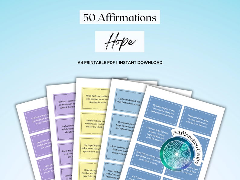 50 Hope Positive Affirmation Cards Printable -faith, Hope Verses ...