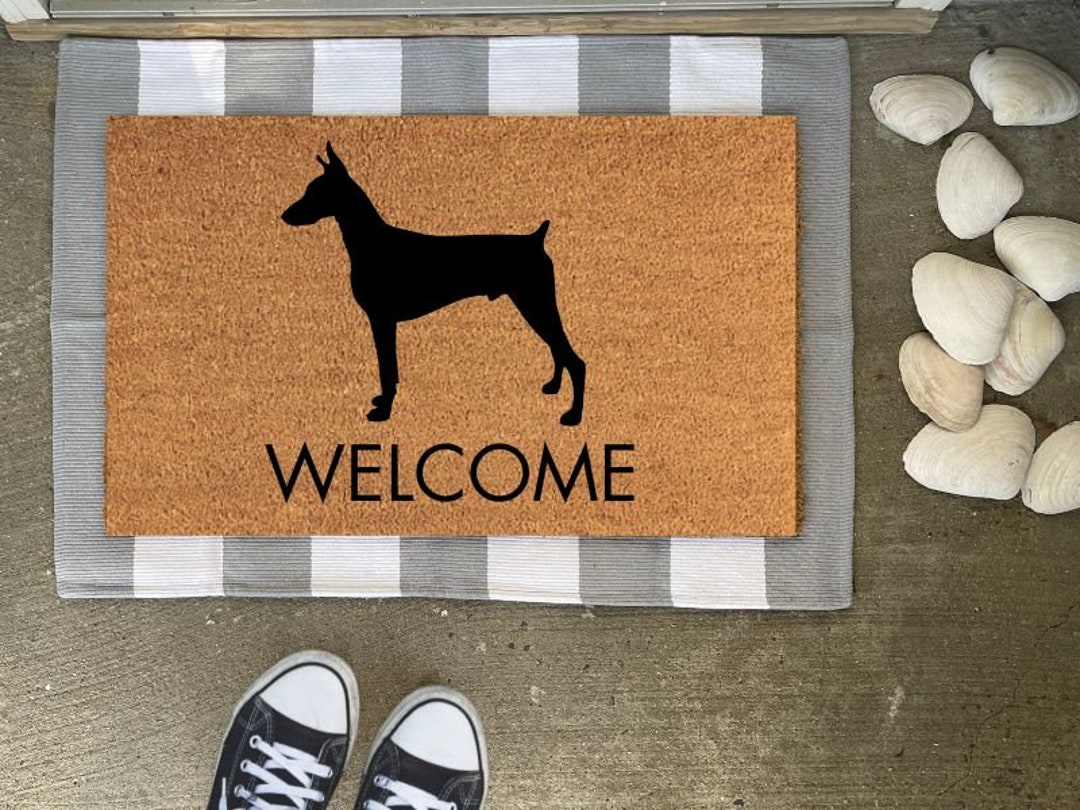 Doberman Welcome Doormat - Hand Painted - Dog Doormat - Etsy