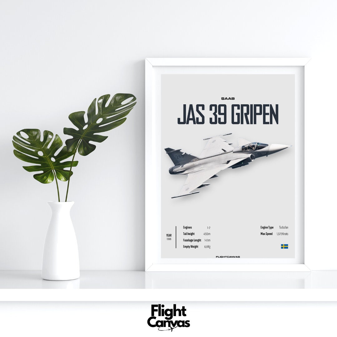 JAS 39 Gripen SAAB [SE] - Aviation Poster Fighter Jet Pilot Gifts Wall ...