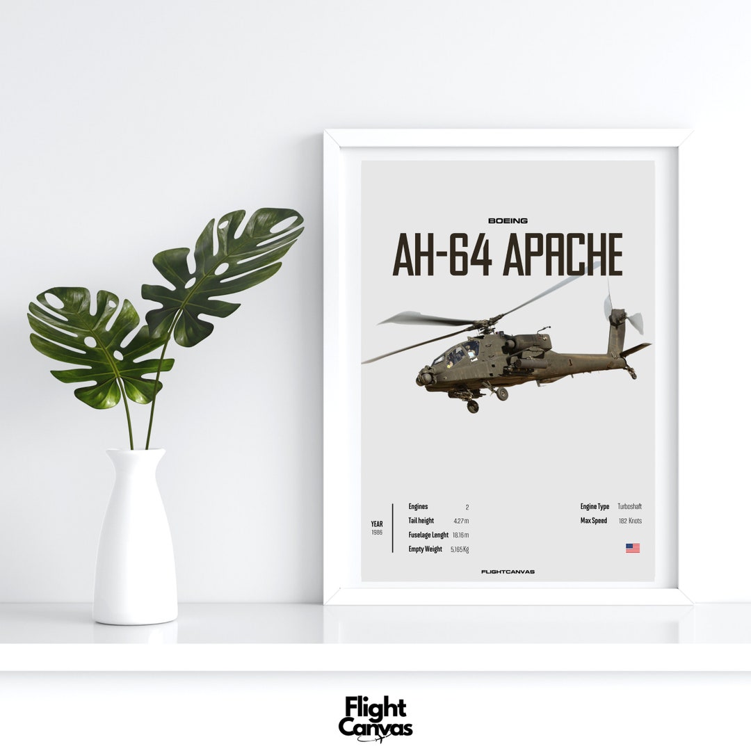 AH-64 Apache - Aviation Wall Deco Aviation Line Art for A Pilot Fighter ...