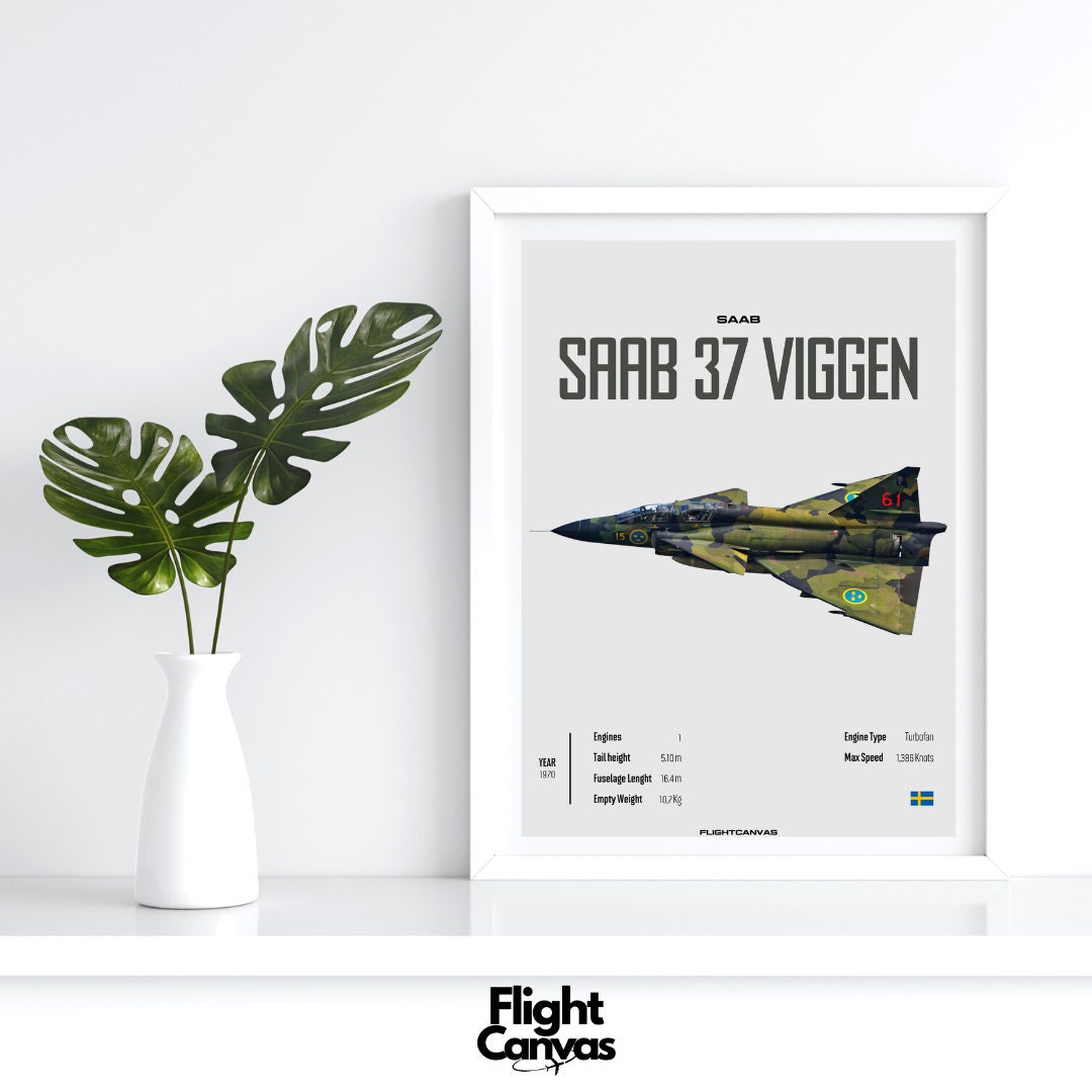 SAAB 37 Viggen SAAB [SE] - Aviation Poster Fighter Jet Pilot Gifts Wall ...