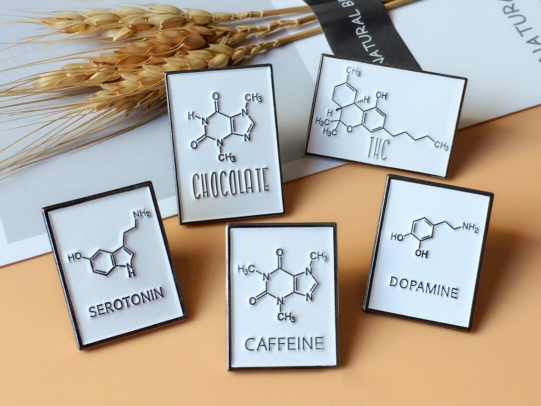 Caffeine Dopamine Serotonin Molecular Structure Enamel Pin Science ...
