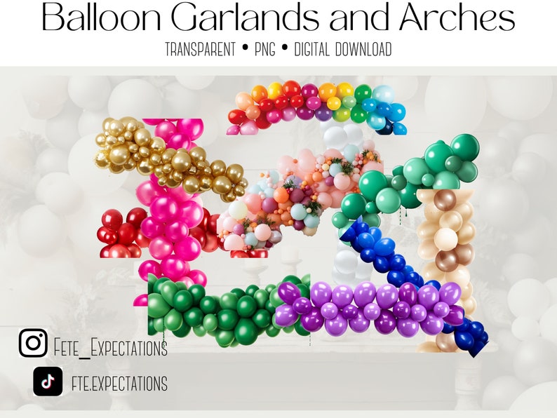 Digital Balloon Garlands and Arches Bundle - Etsy