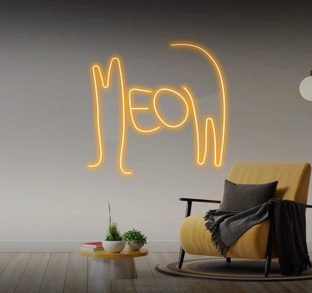 Meow Cat Silhouette LED Neon Custom Neon Sign Neon Sign Light Neon Sign ...
