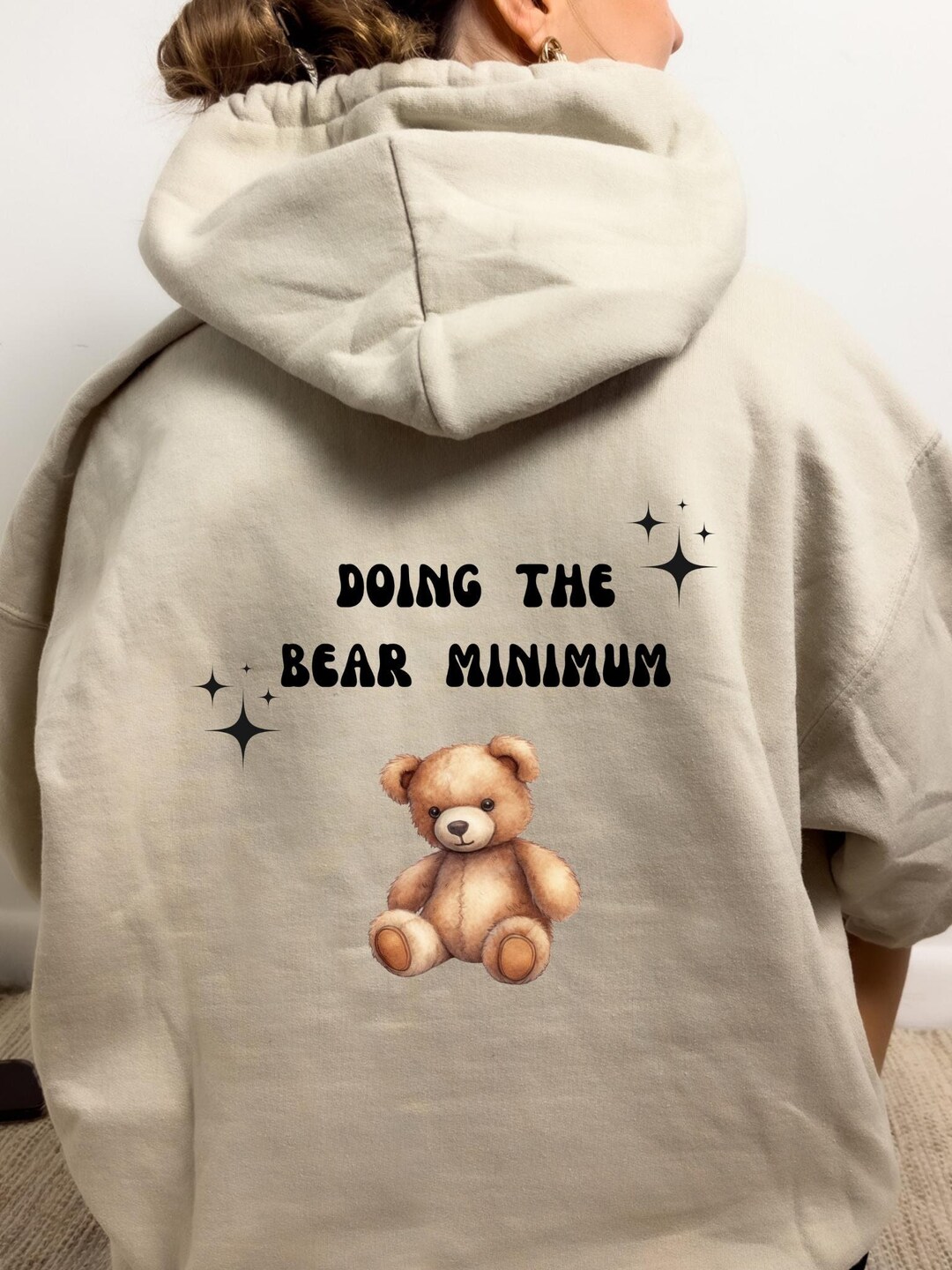 Doing the Bear Minimum Teddy Bear Hoodie, Preppy Hooded Sweatshirt, Y2K ...