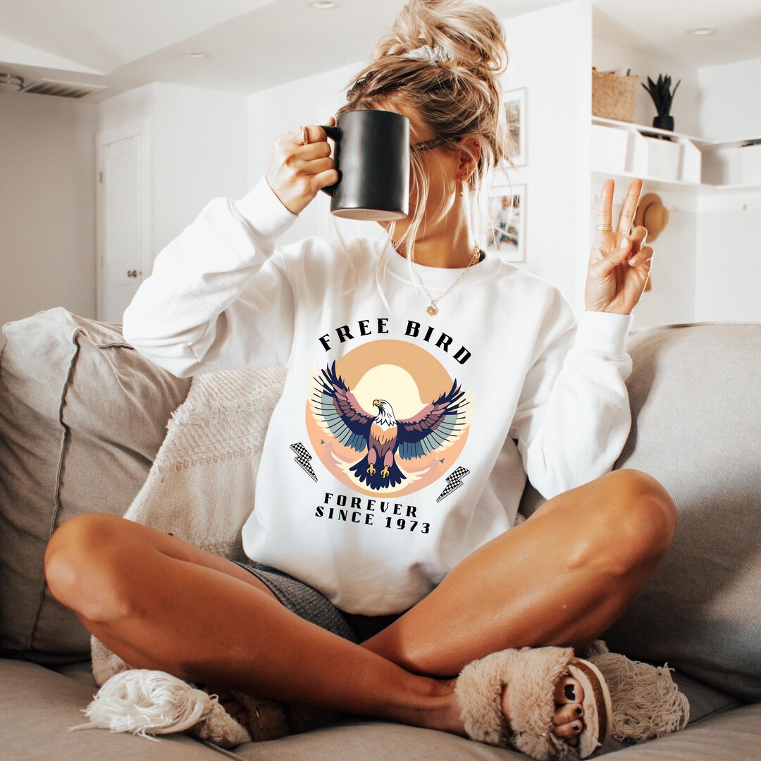 Free Bird Forever 1973 Vintage Sweatshirt, Trendy Retro Rock Unisex ...