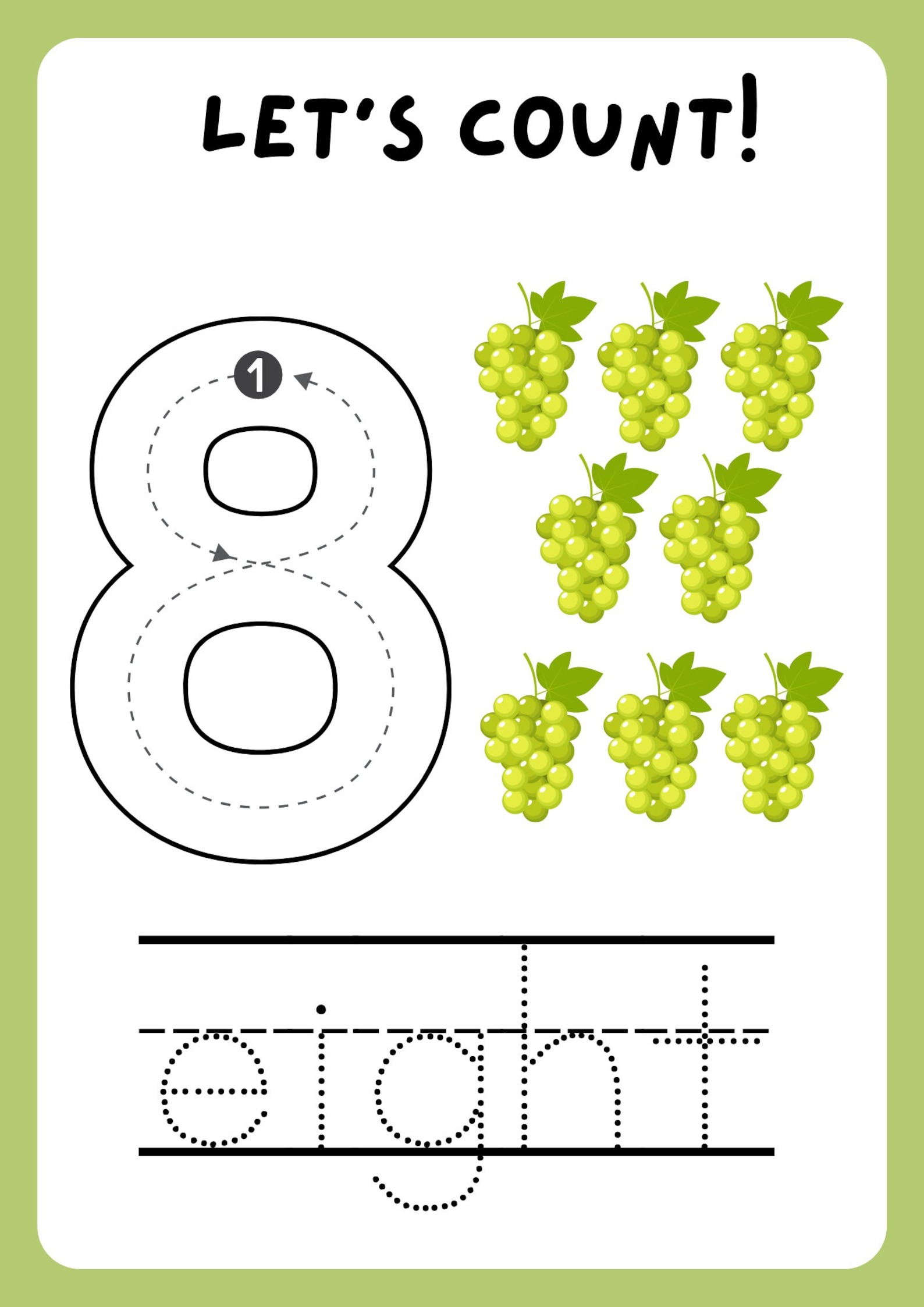 Number Tracing Cards 1-10 With Fun Fruit Counting Educational Kids ...