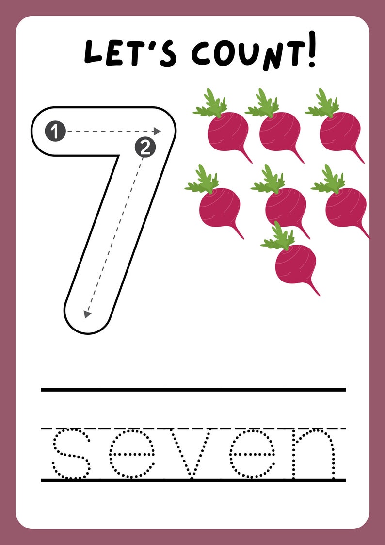 Number Tracing Cards 1-10 With Fun Fruit Counting Educational Kids ...
