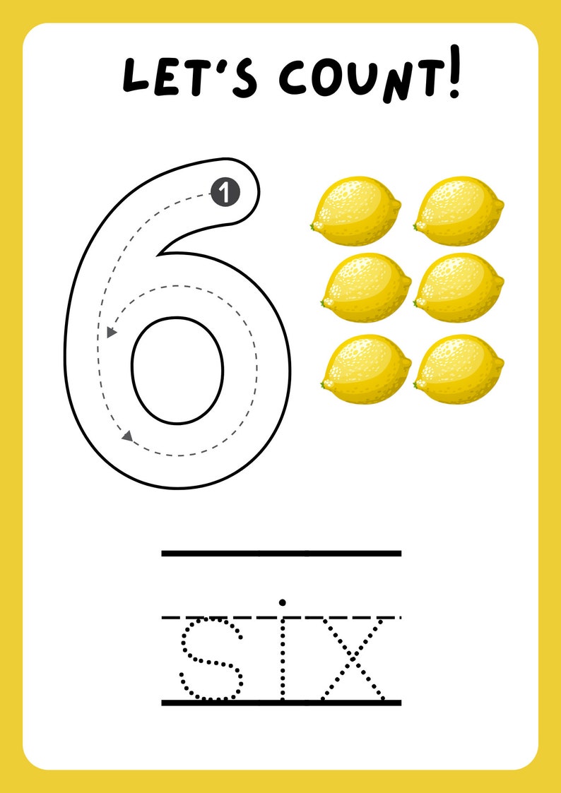 Number Tracing Cards 1-10 With Fun Fruit Counting Educational Kids ...