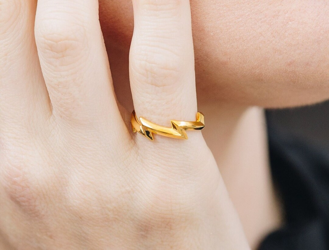 Lightning Bolt Ring, Gift for Trendsetters, Electro Energy Jewelry ...