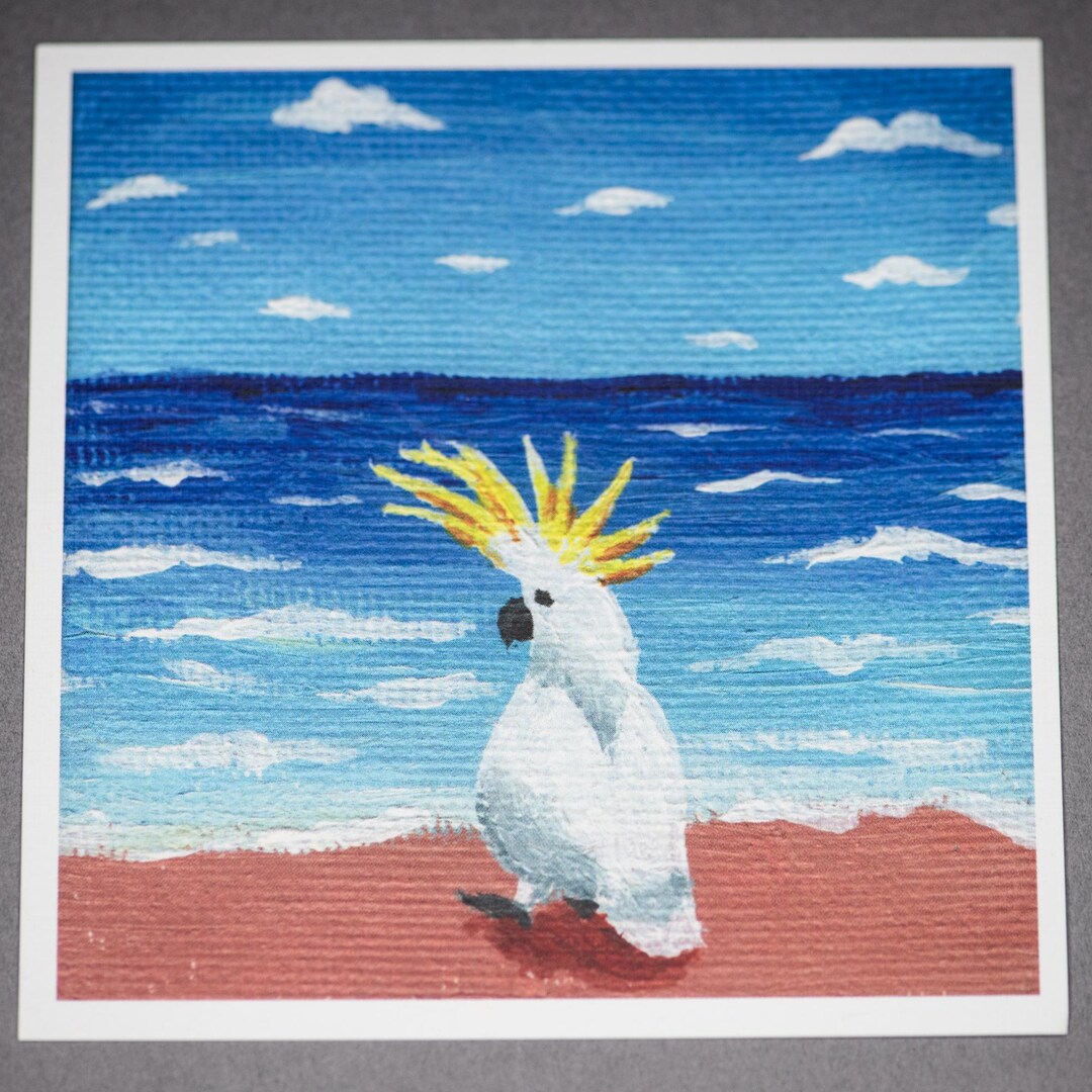 Cockatoo Parrot on the Beach Pet Bird Mini Art Print - Etsy