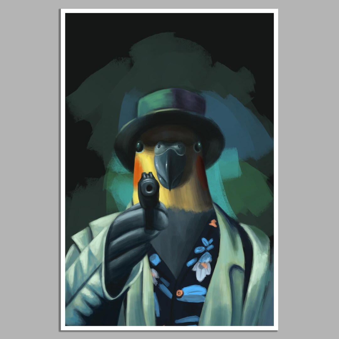 The Killer Bird Art Print Indian Ringneck Pet Parrot Bird - Etsy
