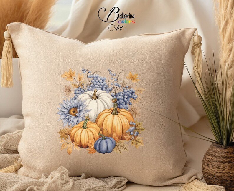 15 Pumpkins Clipart, Blue Pumpkin Png, Floral Pumpkins Png, Fall ...
