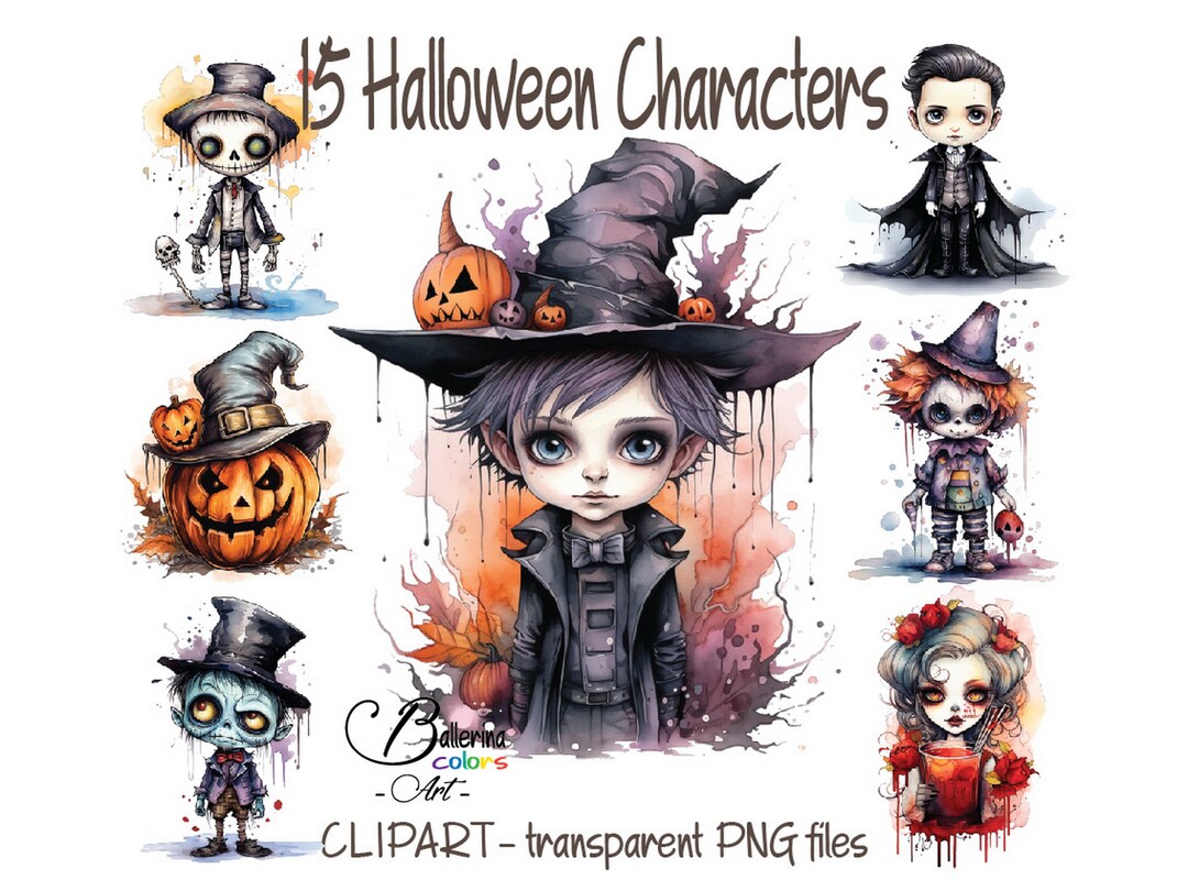 15 Halloween Characters Clipart, Halloween Creatures Png, Creepy ...