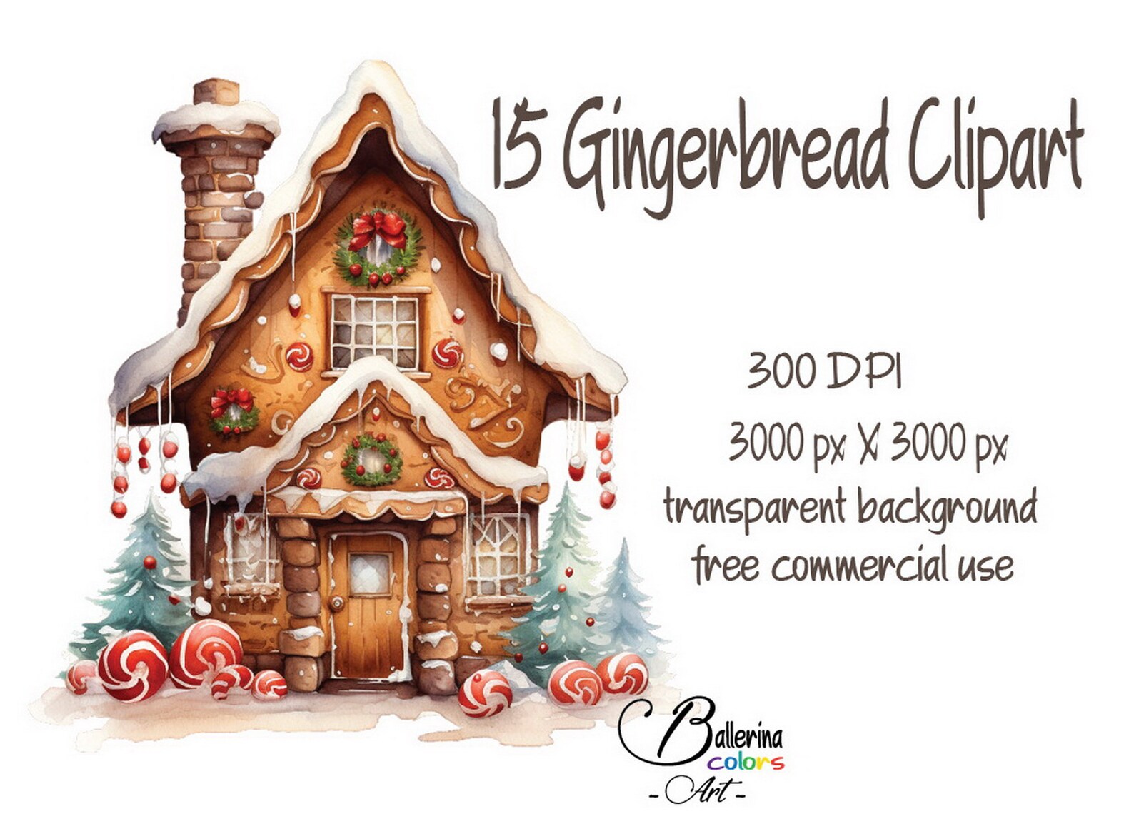15 Gingerbread Clipart, Christmas Clipart, Gingerbread House Clipart ...