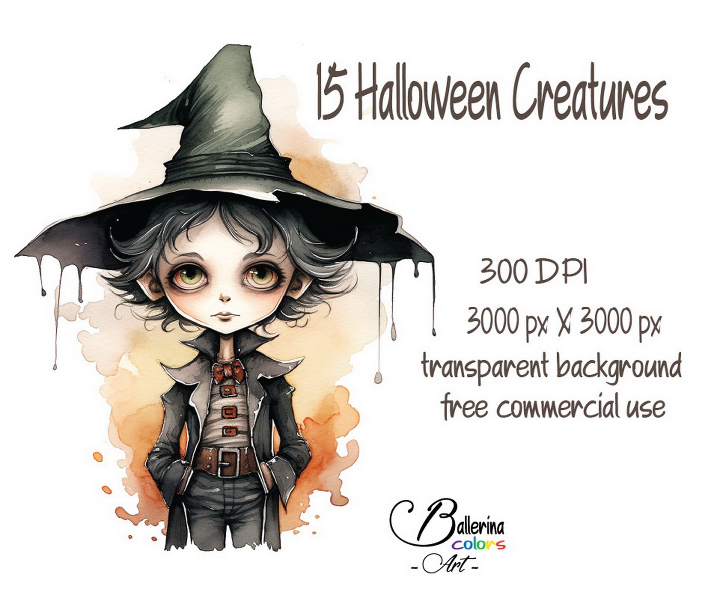 15 Pastel Halloween Clipart, Cute Halloween Characters Clipart ...