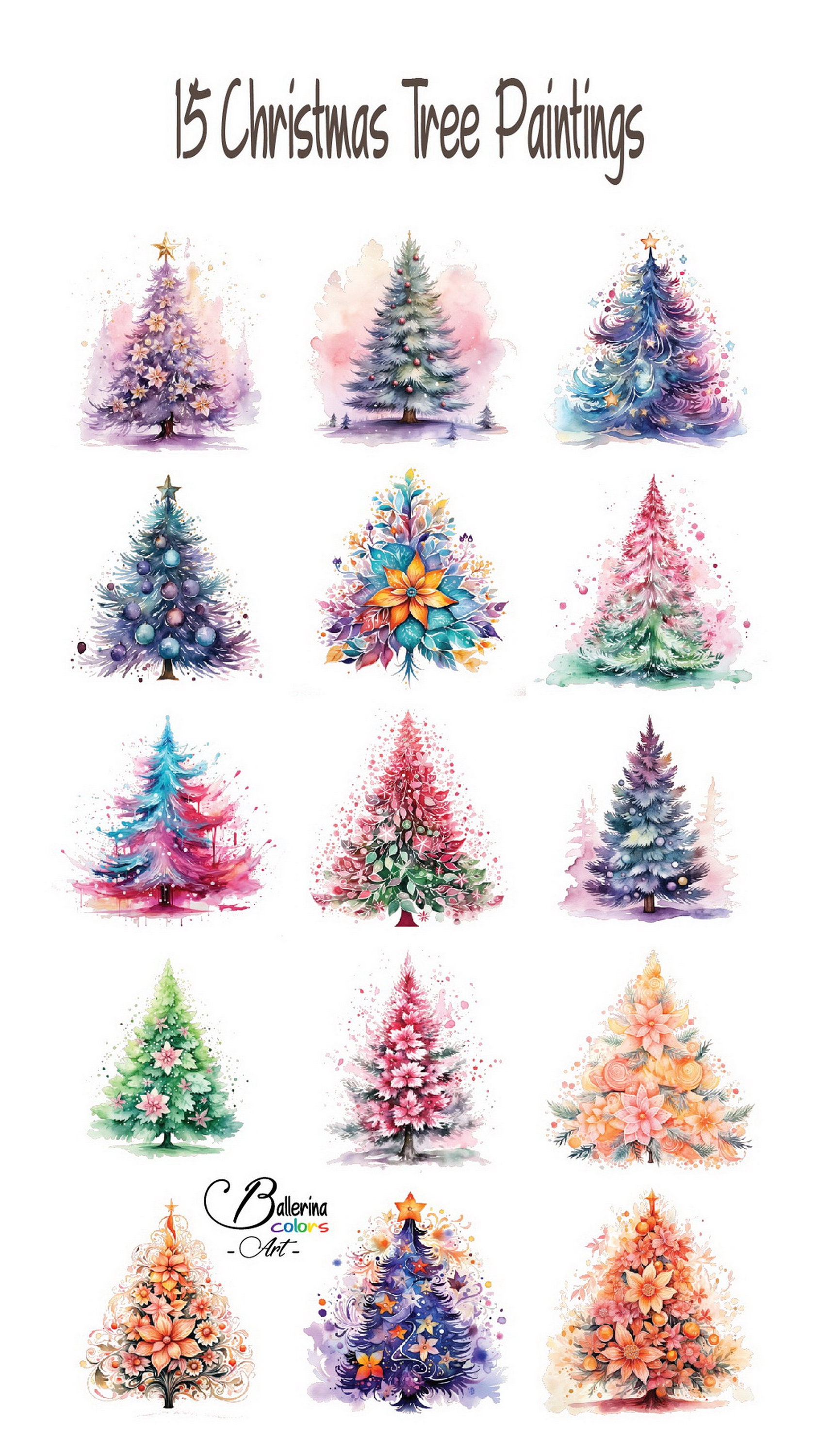 15 Christmas Trees Clipart, Bundle Christmas Tree Png, Christmas Tree ...