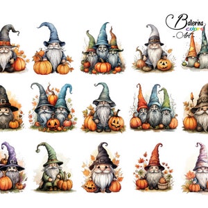 15 Halloween Gnomes, Fall Gnomes Clipart, Gnomes Clipart, Halloween ...