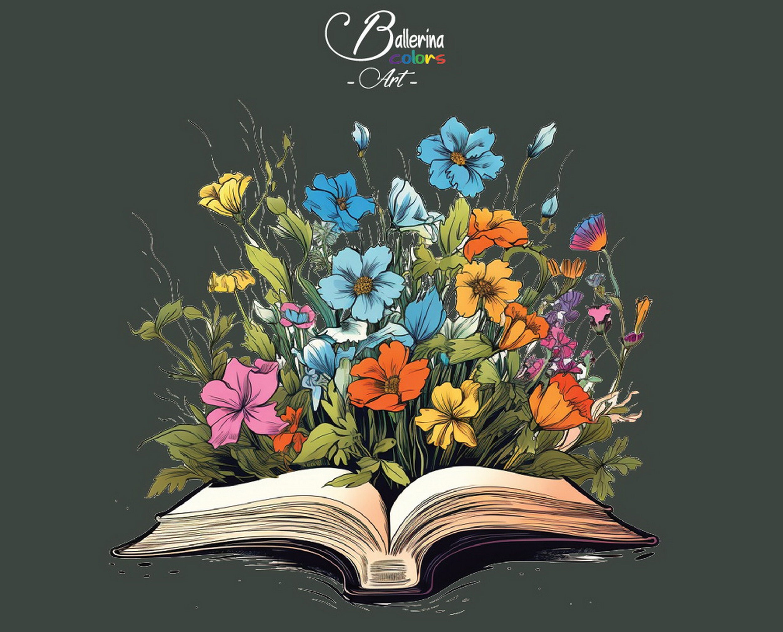 15 Wildflowers Emerging From a Open Book Clipart, Boho Png, Wildflowers ...
