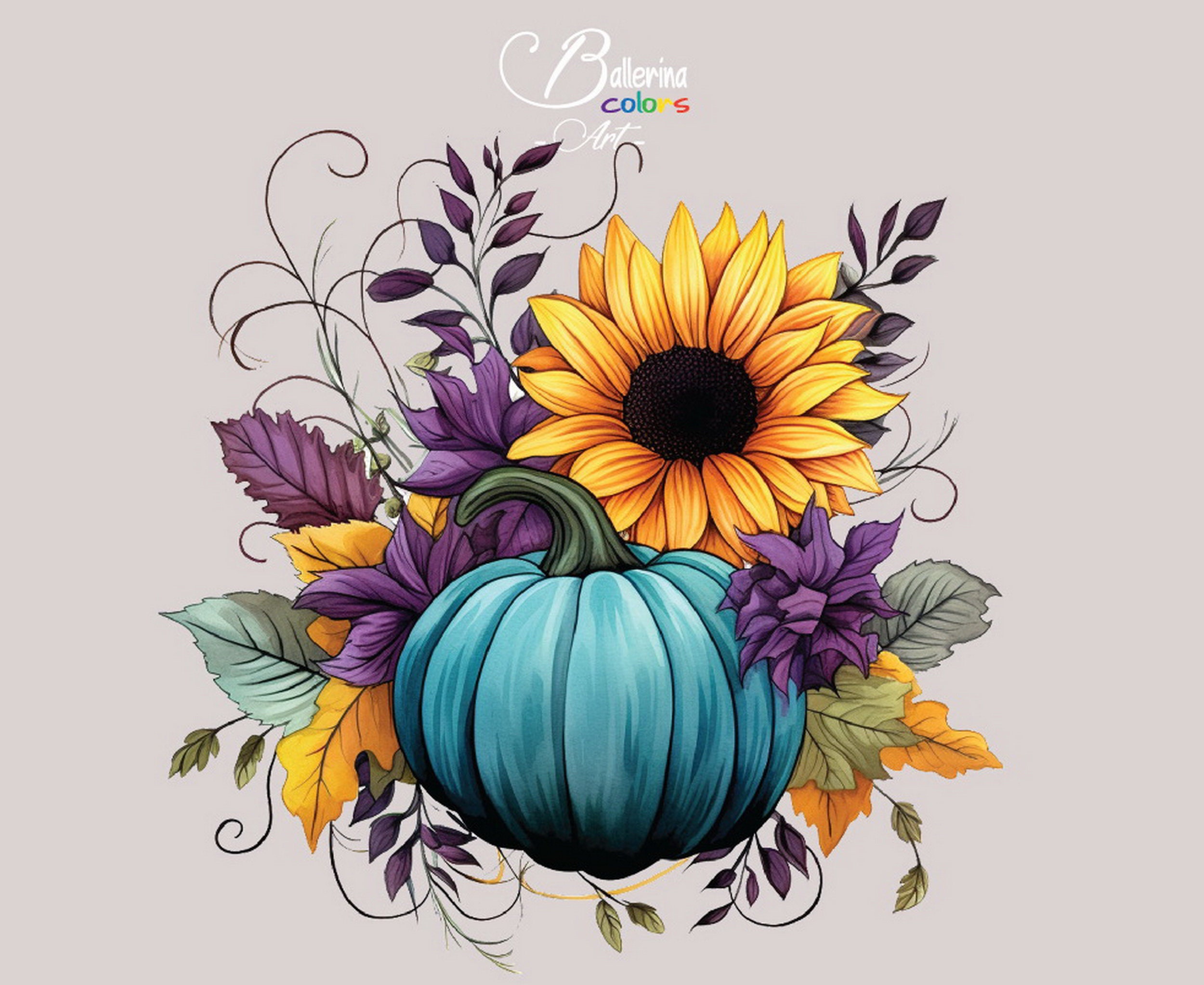 15 Pumpkins Clipart, Blue Pumpkin Png, Floral Pumpkins Png, Fall ...