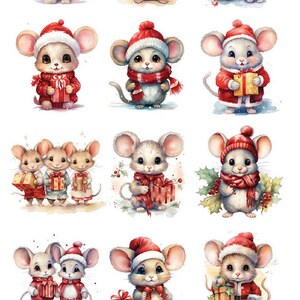 15 Christmas Mouse Clipart, Merry Christmas, Christmas Card, Mouse PNG ...