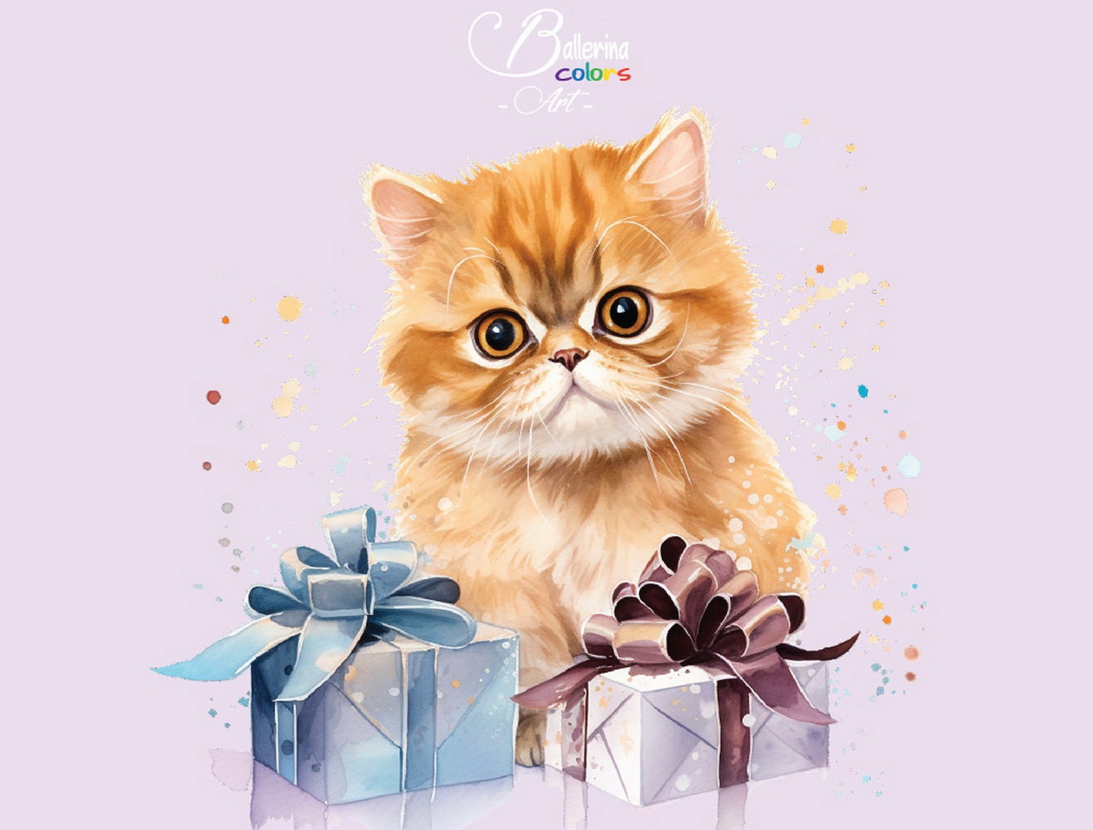 15 Cute Cats Clipart, Cat With Presents, Christmas Cat, Cat Gift ...