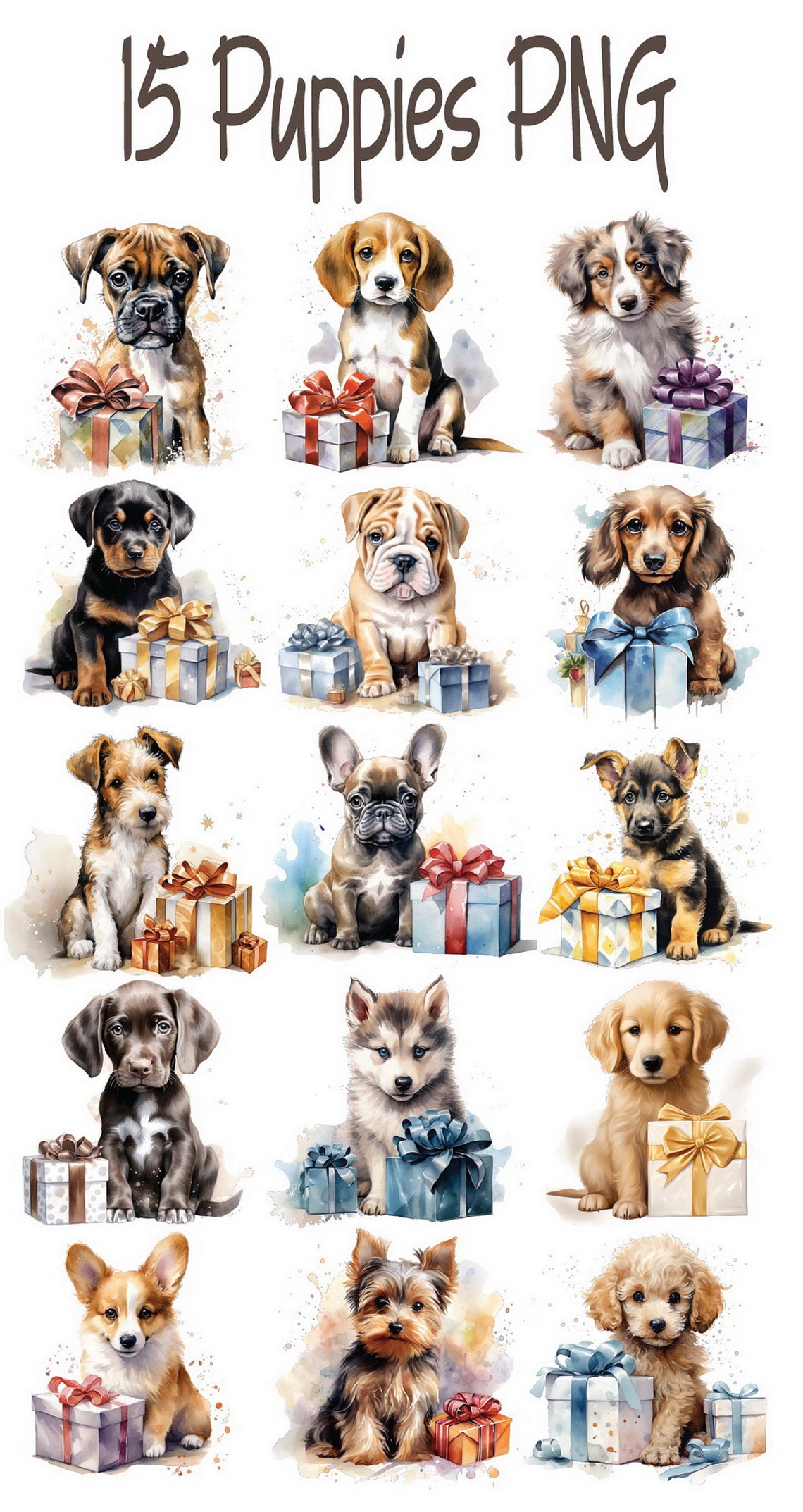 15 Puppy Clipart, Dog PNG, Gift Clipart, Puppies PNG, Cute Dog Clipart ...