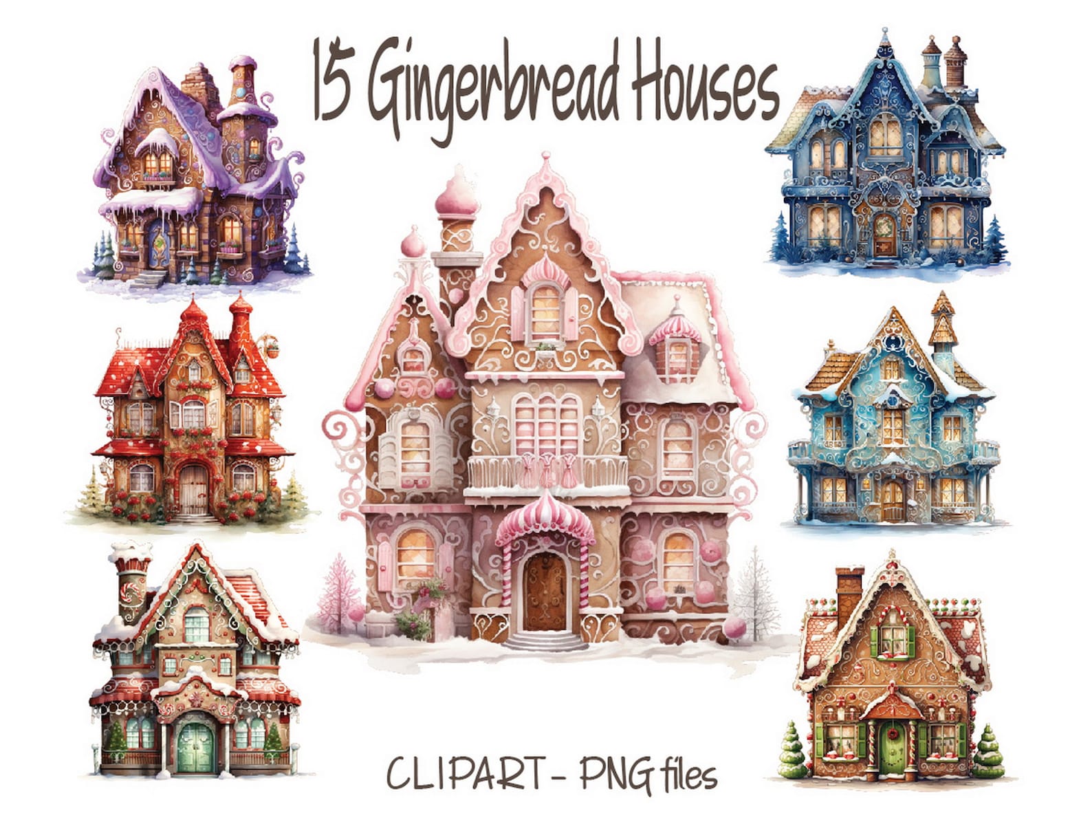 15 Gingerbread Houses Clipart, Christmas House Png, Winter House ...