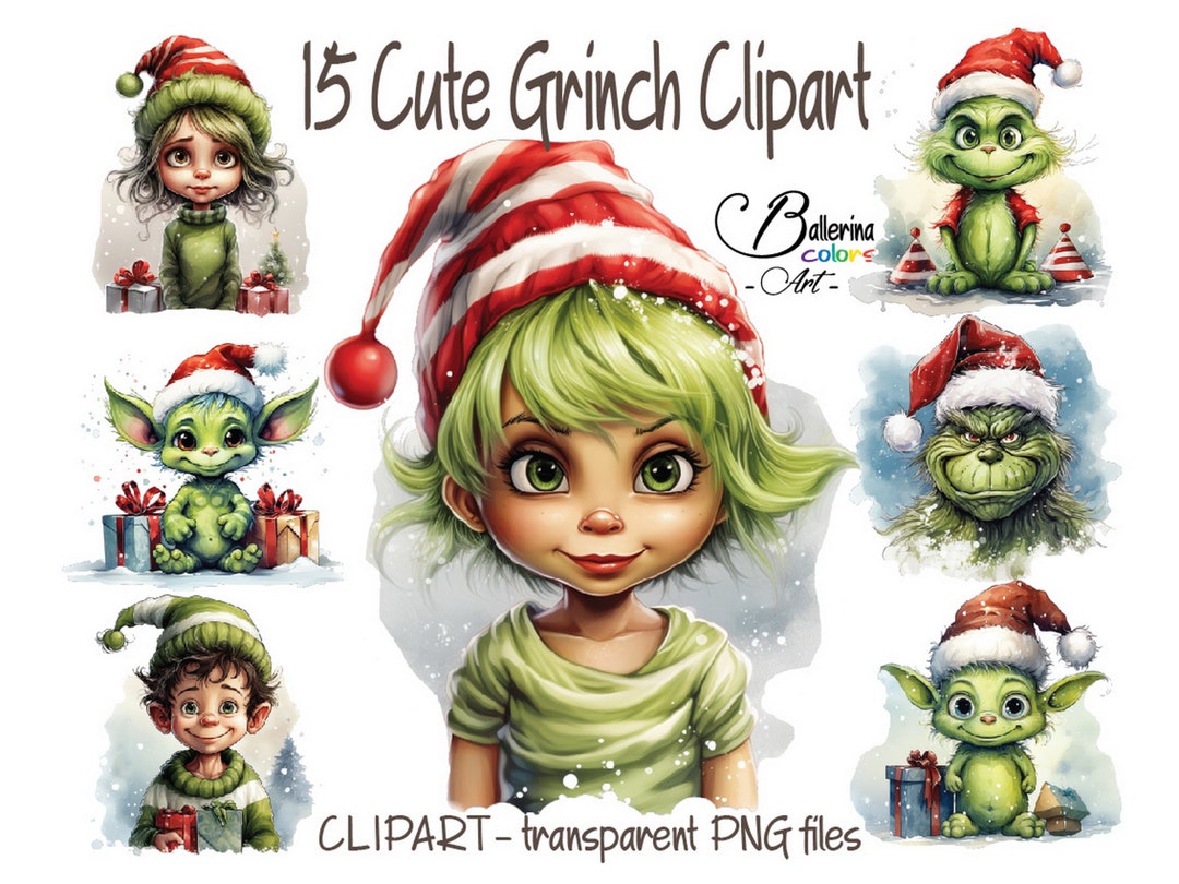 15 Cute Grinch Clipart, Grinch Png, Girl Christmas Clipart, Boy ...