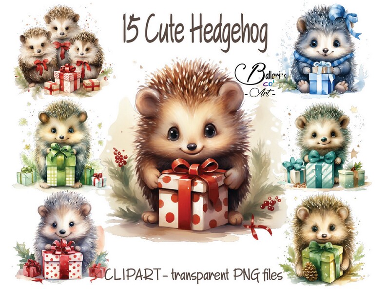 15 Christmas Hedgehog Clipart, Merry Christmas, Christmas Card ...