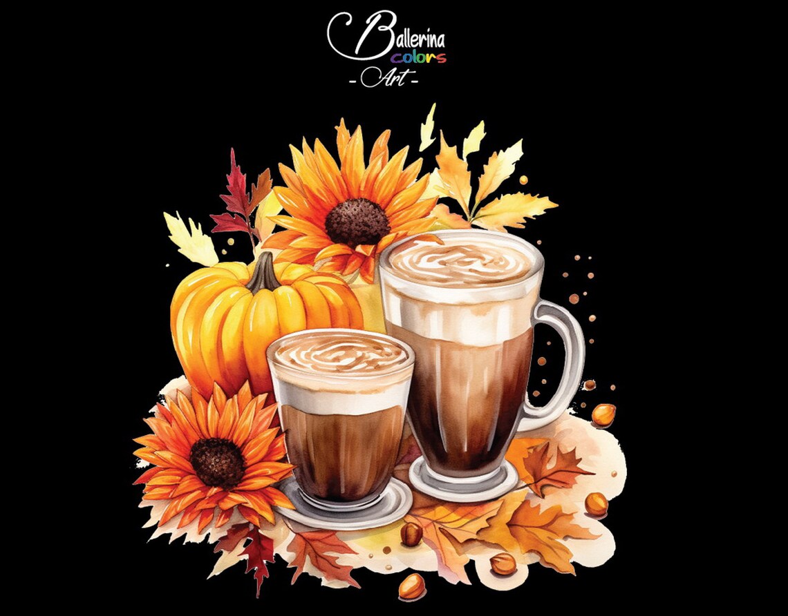15 Bundle Fall Coffee Clipart, Iced Coffee Clipart, Thanksgiving ...