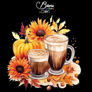15 Bundle Fall Coffee Clipart, Iced Coffee Clipart, Thanksgiving ...