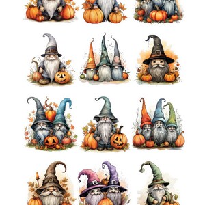 15 Halloween Gnomes, Fall Gnomes Clipart, Gnomes Clipart, Halloween ...