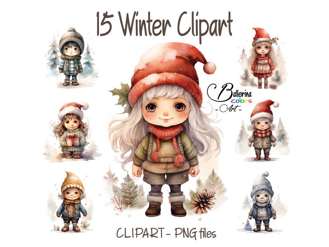 15 Winter Clipart, Bundle Christmas Gnome Png, Winter Gnome Clipart ...