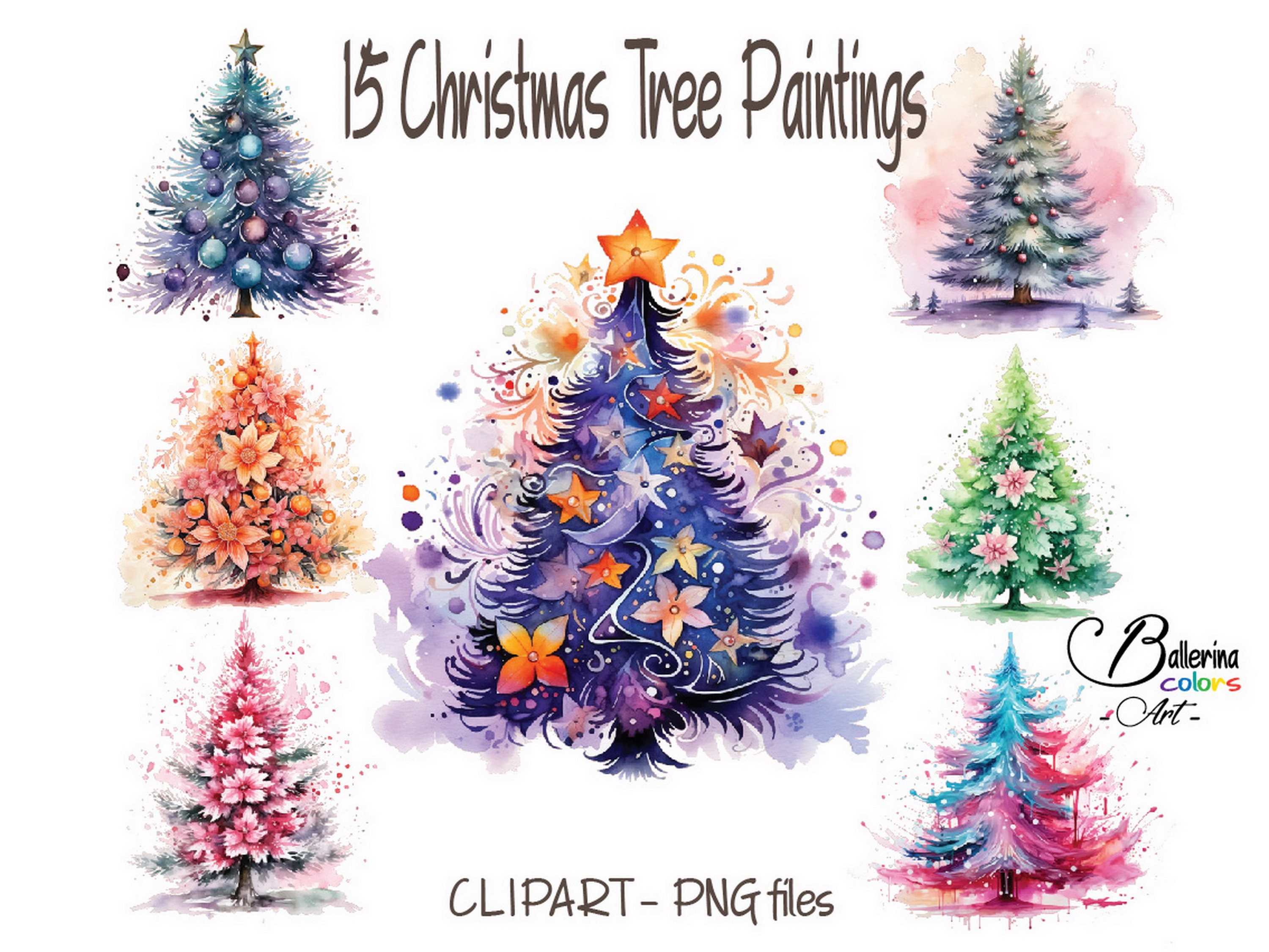 15 Christmas Trees Clipart, Bundle Christmas Tree Png, Christmas Tree ...