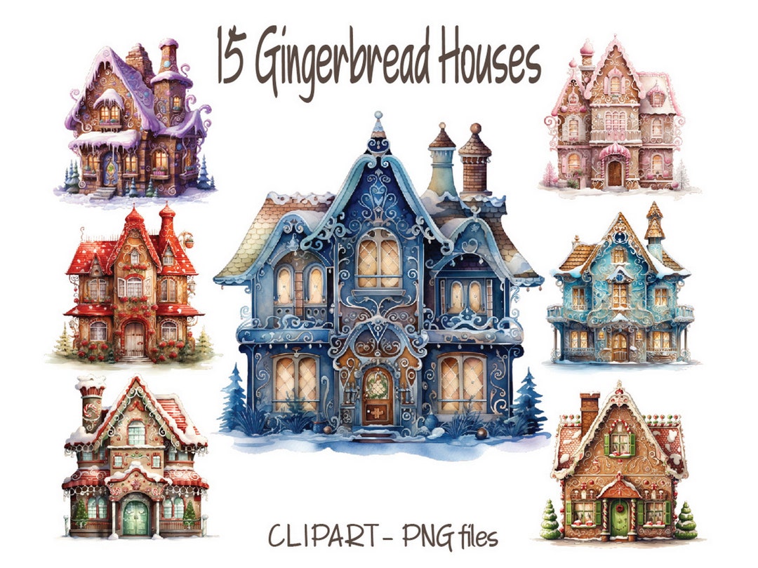 15 Gingerbread Houses Clipart, Christmas House Png, Winter House ...