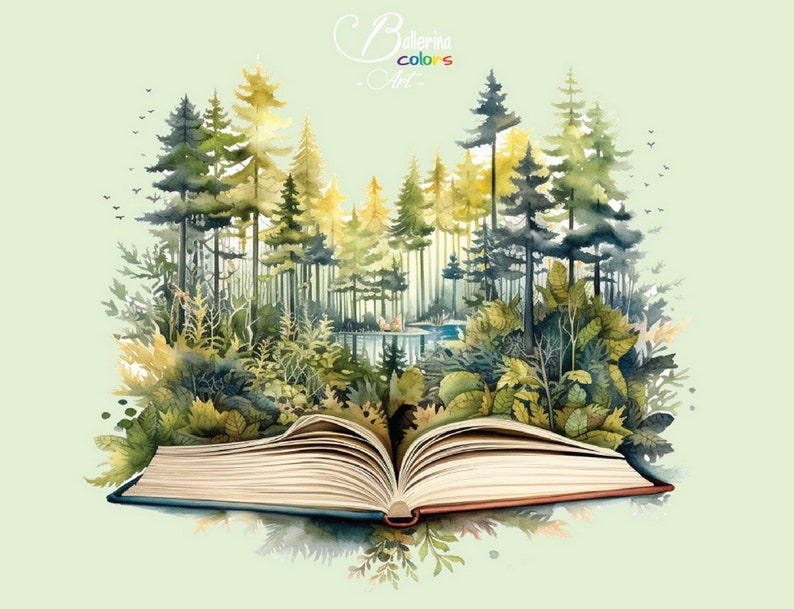 15 Fairy Tail Forest Book Clipart, Fantasy Clipart, Forest Emerging ...