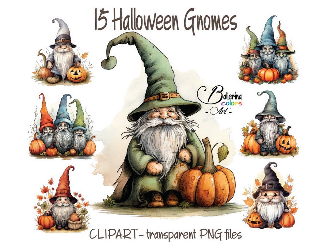 15 Halloween Gnomes, Fall Gnomes Clipart, Gnomes Clipart, Halloween ...