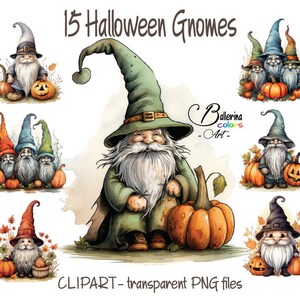 15 Halloween Gnomes, Fall Gnomes Clipart, Gnomes Clipart, Halloween ...