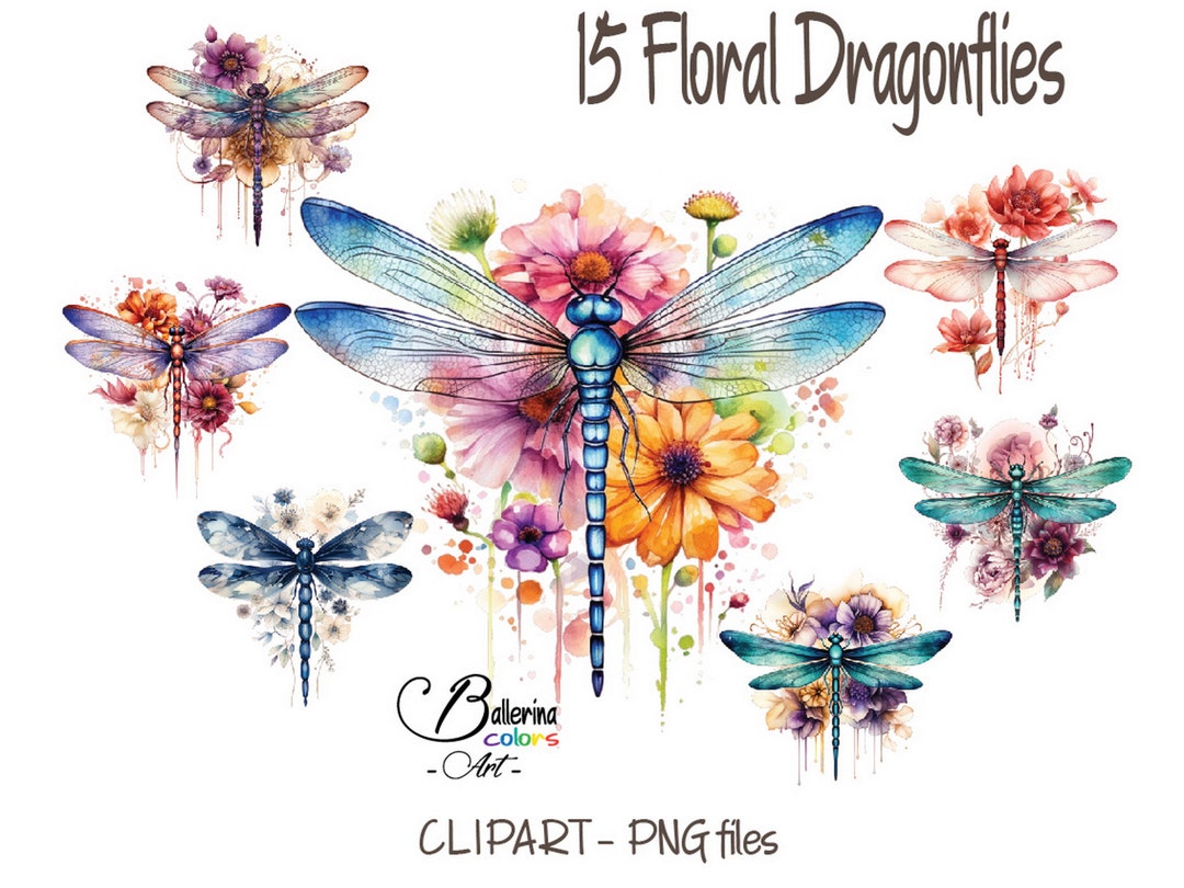15 Colorful Dragonflies Digital File, Dragonfly Png, Dragonfly Art ...
