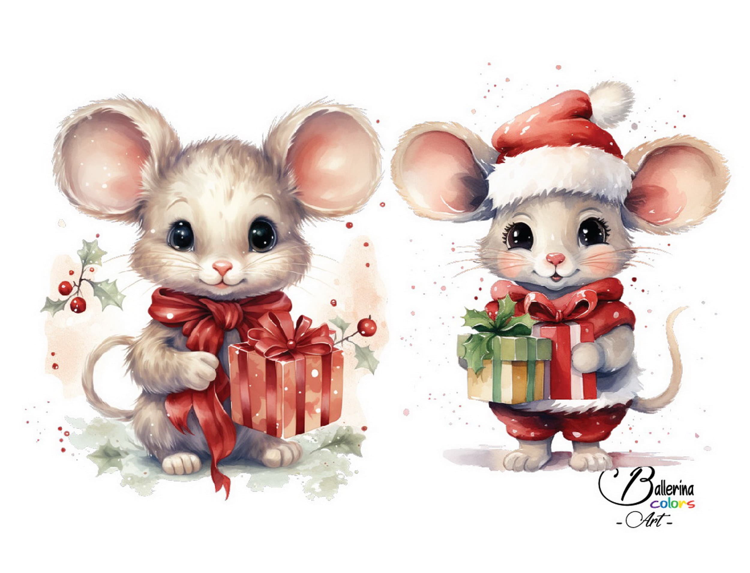 15 Christmas Mouse Clipart Merry Christmas Christmas Card - Etsy