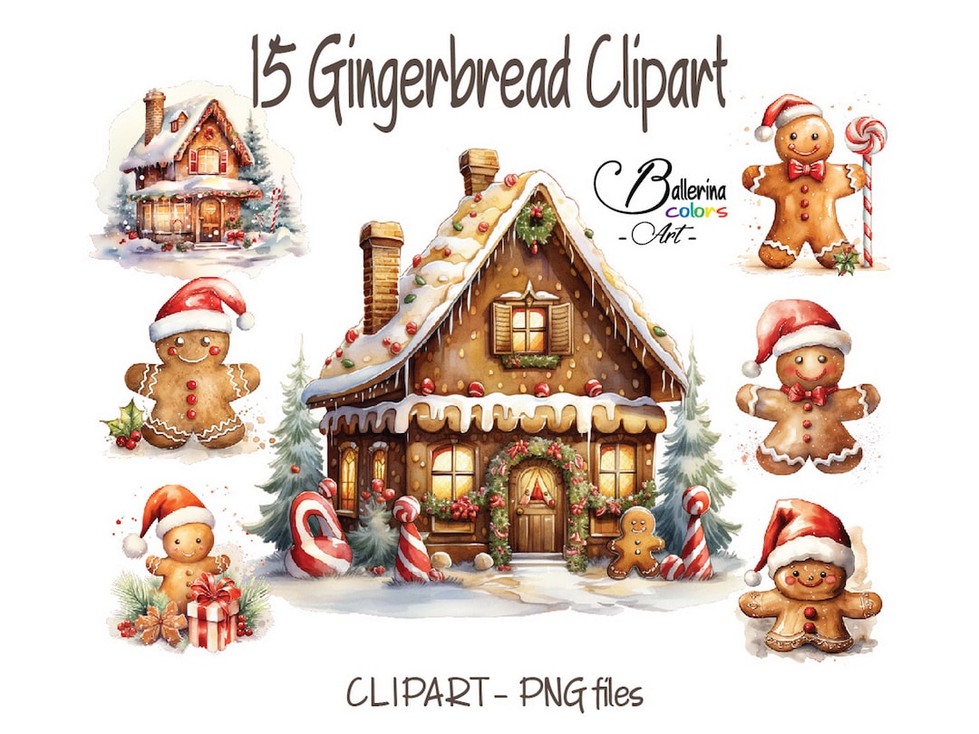 15 Gingerbread Clipart, Christmas Clipart, Gingerbread House Clipart ...