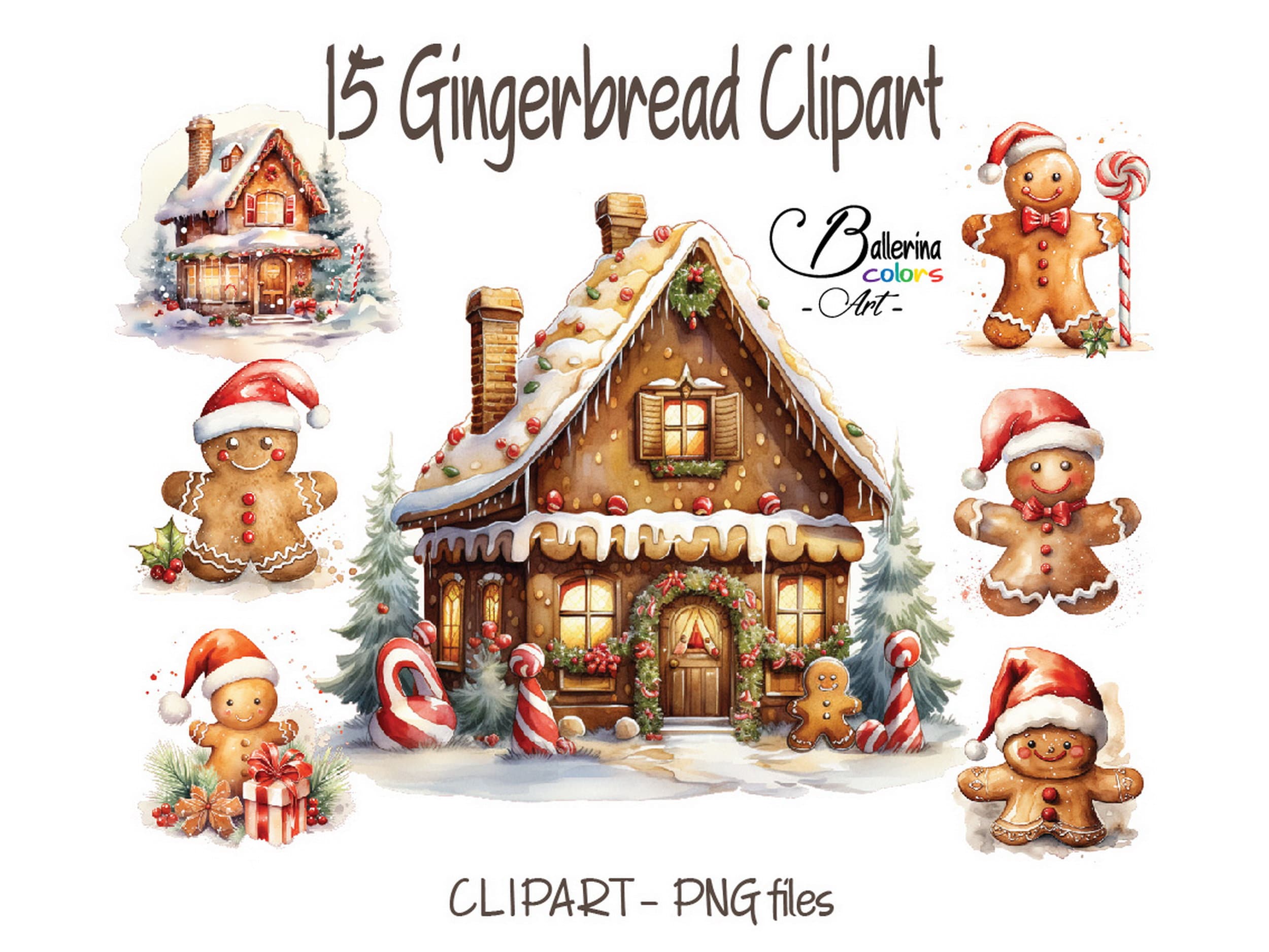 15 Gingerbread Clipart, Christmas Clipart, Gingerbread House Clipart ...