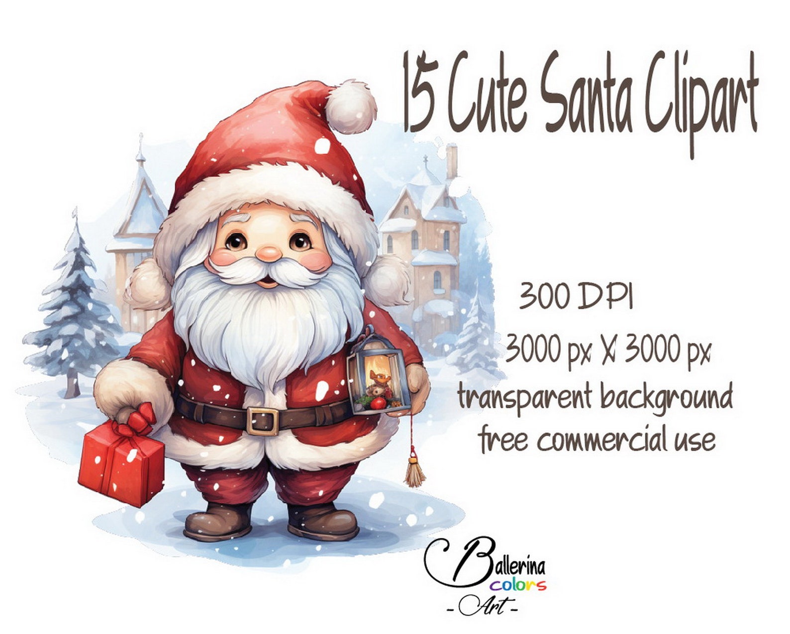 15 Christmas Cute Santa Clipart, Santa PNG, Santa Clipart, Scandinavian ...